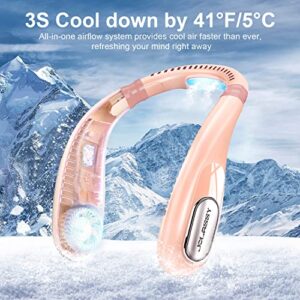 Jolassy Portable Neck Fan, 6000mAh Rechargeable Personal Fans Cooling Wearable Fan, Low Noise 3 Speed Hands Free Fan, Bladeless Fans Design Sports Fan for Indoor & Outdoor(pink)