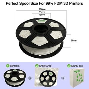 YOYI YOYI PLA+ 3D Printer Filament, PLA Plus Filament 1.75 mm, Dimensional Accuracy +/- 0.02 mm, 1kg Cardboard Spool (2.2lbs), PLA+ White