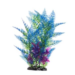 CNZ Aquarium Decor Fish Tank Decoration Ornament Artificial Plastic Plant Green/Blue, 15.7-inch