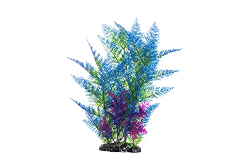 CNZ Aquarium Decor Fish Tank Decoration Ornament Artificial Plastic Plant Green/Blue, 15.7-inch