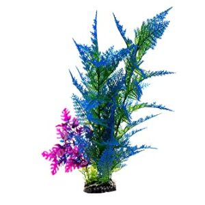 CNZ Aquarium Decor Fish Tank Decoration Ornament Artificial Plastic Plant Green/Blue, 15.7-inch