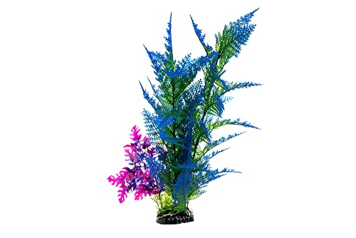 CNZ Aquarium Decor Fish Tank Decoration Ornament Artificial Plastic Plant Green/Blue, 15.7-inch