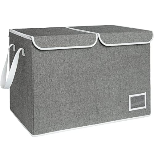 StorageWorks Storage Bin with Flip-Top Lids, Collapsible Storage Box, Gray, 24 ¾"L x 13" W x 16" H