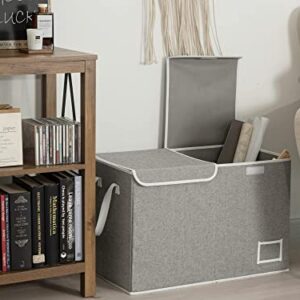 StorageWorks Storage Bin with Flip-Top Lids, Collapsible Storage Box, Gray, 24 ¾"L x 13" W x 16" H