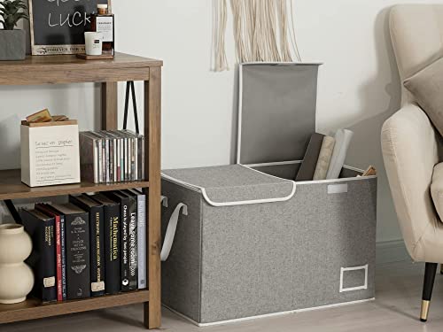 StorageWorks Storage Bin with Flip-Top Lids, Collapsible Storage Box, Gray, 24 ¾"L x 13" W x 16" H