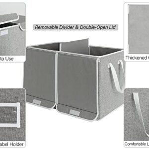 StorageWorks Storage Bin with Flip-Top Lids, Collapsible Storage Box, Gray, 24 ¾"L x 13" W x 16" H