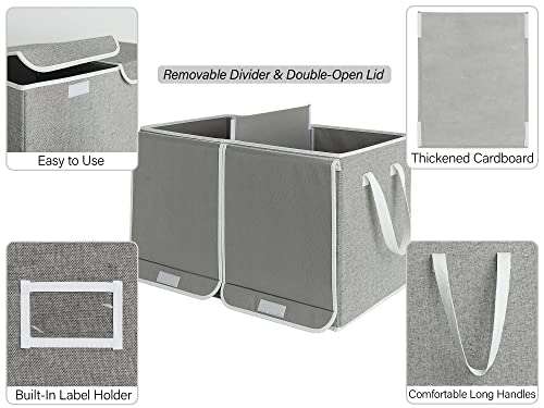 StorageWorks Storage Bin with Flip-Top Lids, Collapsible Storage Box, Gray, 24 ¾"L x 13" W x 16" H