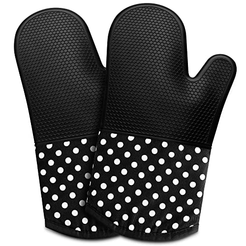 HOOMIL Oven Mitt, Non-Slip Heat Resistant Silicone Kitchen Oven Gloves, 2 Pack Set