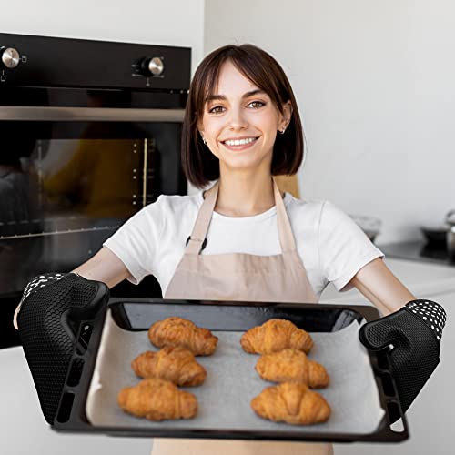 HOOMIL Oven Mitt, Non-Slip Heat Resistant Silicone Kitchen Oven Gloves, 2 Pack Set