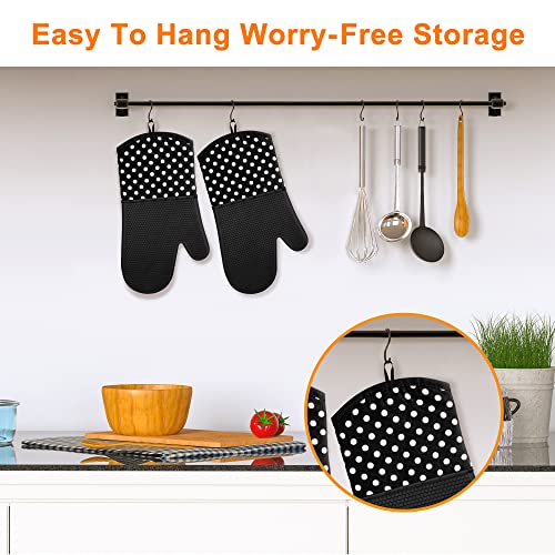 HOOMIL Oven Mitt, Non-Slip Heat Resistant Silicone Kitchen Oven Gloves, 2 Pack Set