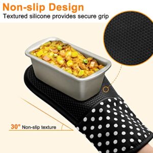 HOOMIL Oven Mitt, Non-Slip Heat Resistant Silicone Kitchen Oven Gloves, 2 Pack Set