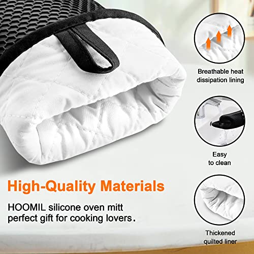 HOOMIL Oven Mitt, Non-Slip Heat Resistant Silicone Kitchen Oven Gloves, 2 Pack Set