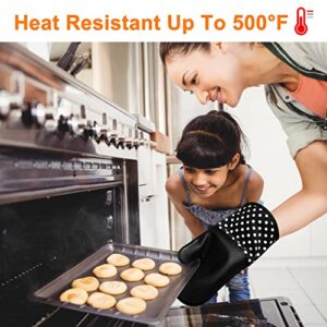 HOOMIL Oven Mitt, Non-Slip Heat Resistant Silicone Kitchen Oven Gloves, 2 Pack Set