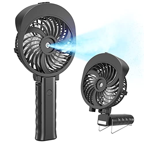 Portable Misting Fan, 55ML Large Water Tank Personal Handheld Mister Fan, Rechargeable Battery Operated Fan with Spray Mist Fan, 180° Foldable, 3 Speeds, for Home, Office, Outdoor, Disney, Travel