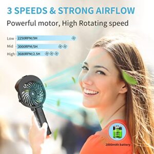 Portable Misting Fan, 55ML Large Water Tank Personal Handheld Mister Fan, Rechargeable Battery Operated Fan with Spray Mist Fan, 180° Foldable, 3 Speeds, for Home, Office, Outdoor, Disney, Travel