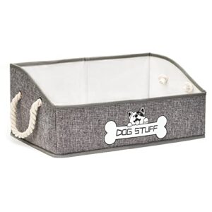 thankspaw dog toy box, large dog toys storage with handle, fabric trapezoid dog toy bin, collapsible basket chest organizer, perfect for pet toys, blankets, dog toys and accessories