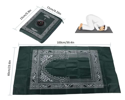 Hitopin 2 Pieces Travel Prayer Mat, 60cm*100cm Portable Prayer Mat, Waterproof Prayer Mat, Prayer Rug, Muslim Travel Prayer Mat, for Ramadan Gifts, Islamic Muslim Prayer (Green, Blue)