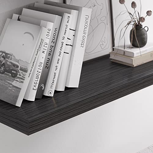 JPND Floating Shelf, Set of 1 Wall Shelf, 36 in W x 12.75 in D x 2 in H Wooden Floating Wall Shelf with Invisible Brackets for Living Room/Bedroom/Bathroom/Kitchen Storage and Decor, Black