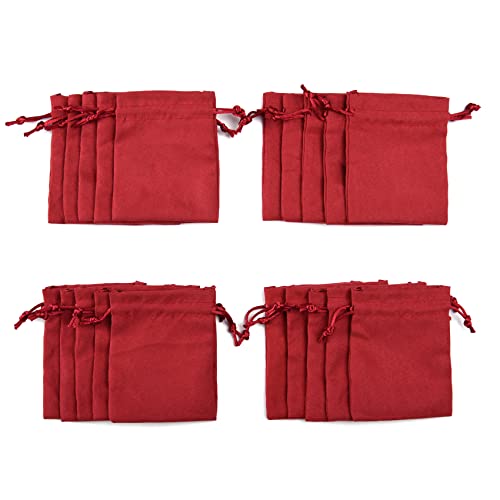 Tonando 10 Pcs Velvet Bags 3.9×4. Inches, Red Velvet Gift Bags with Drawstring, Jewelry Favor Pouches Christmas Candy Wedding Party Bags