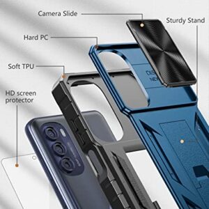 for Motorola Moto G-Stylus 5G-2022 Case: Military Grade Drop Proof Protection Cover with Kickstand | Matte Textured Rugged Shockproof TPU | Protective Phone Case