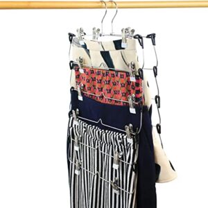 Pant Hangers Space Saving, Homa Jia 4 Pack 6-Tier Skirt Hangers with Clip Multiple Hangers in one Clothes Hangers with Clips Skirts Hangers for Closet Bottom Hangers Metal Pants Hangers with Clips