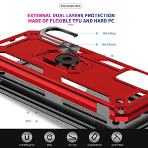 LeYi for Samsung Galaxy A03S Case, Galaxy A03S Phone Case with [2 Pack] Tempered Glass Screen Protector, [Military-Grade] Magnetic Ring Kickstand Phone Case for Samsung Galaxy A03S (6.5 Inch), Red