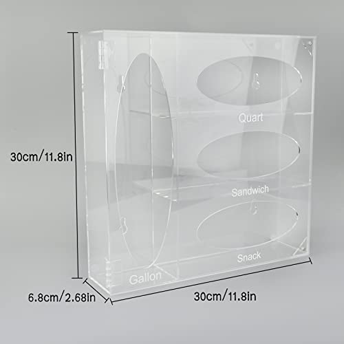 Locisne Acrylic Ziplock Bag Storage Organizer, Baggie Organizer Dispenser for Kitchen Drawer and Wall Mount with Lid