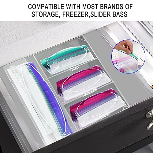 Locisne Acrylic Ziplock Bag Storage Organizer, Baggie Organizer Dispenser for Kitchen Drawer and Wall Mount with Lid