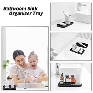 MicoYang Silicone Kitchen Sink Organizer Tray for Multiple Usage,Eco-Friendly Sponges Holder for Kitchen Bathroom Counter or Sink,Dish Soap Dispenser,Scrubber,Bottle,Cup (Black, 10"×5.3")