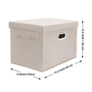 TYEERS Large Collapsible Storage Bins with Lids, Organization Bins for Closet Storage, Clothes Storage, Folding Storage Box with Lids for Home Office Storage - 5 Pack - Beige