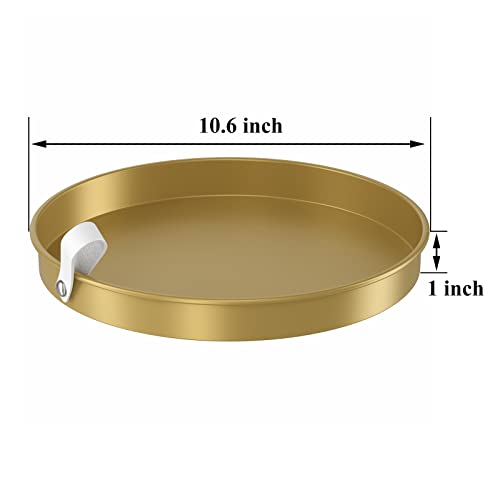 EKNITEY Gold Round Serving Tray - 10.6 inch Small Storage Organizer for Bathroom Vanity Tray for Jewelry Perfume Lotion Bottle Cosmetic