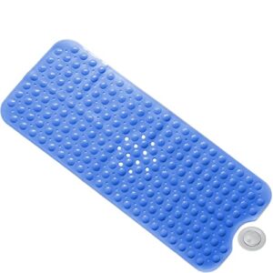 niceeshop bath & shower mat & bathroom anti-slip mat, extra long non-slip bath mat (39" x 16"), machine washable bath tub mat for bathroom (large size pure blue)