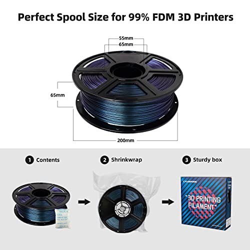 FLASHFORGE 3D Printer Filament Color Changeable PLA Filament 1.75mm, Different Color by Light, Perfectly Hide The Layer Line, 1kg (2.2lbs) Spool-Dimensional Accuracy +/- 0.02mm (Burnt Titanium, PLA)