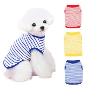 3 Pack Small Dog Puppy T Shirt Summer Striped Dog Clothes Breathable 100% Cotton Cat Shirts for Cats Dogs Girl Boy Tshirt