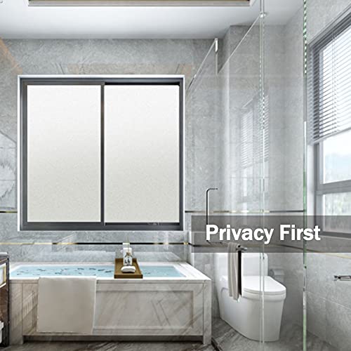 Instruban Window Privacy Film, Frosted Glass Covering for Bathroom, Opaque Static Cling Heat Control Door Sticker for Office Living Room, Non-Adhesive (Matte, 35.4 x 78.7 inches)