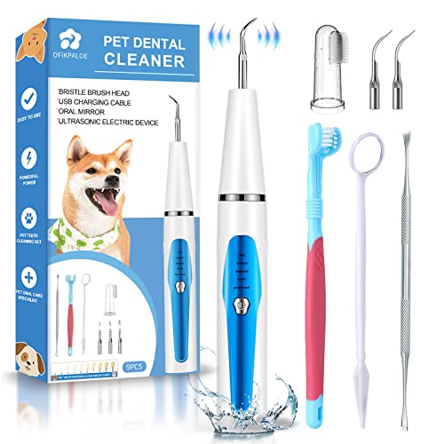 ofikpaloe Dog Teeth Cleaning Kit, Electric Dog Tartar Remover for Teeth, Pet Ultrasonic Dental Cleaning Machine, Easy Dog Dental Care, Suitable for Large and Small Dogs. (Blue)