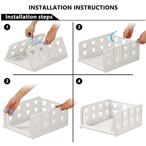 4 Pack Plastic Drawer Organizer, Stackable Wardrobe Storage Box, Foldable Clothes Shelf Baskets, Folding Containers Bins Cubes, Perfect for Kitchen, Office, Bedroom & Bathrooms (White)