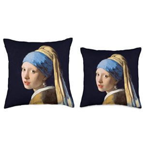 Twisted City Art Johannes Vermeer-for Artists-Girl with a Pearl Earring Throw Pillow, 16x16, Multicolor