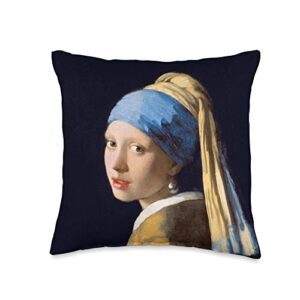 twisted city art johannes vermeer-for artists-girl with a pearl earring throw pillow, 16x16, multicolor