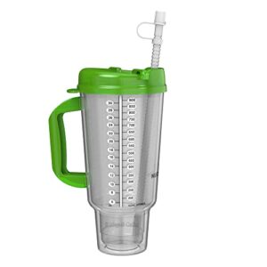 32 oz Double Walled Hospital Mug with Straw - Car Mug Fits in Most Cup Holders | Travel Mug (Green Apple)