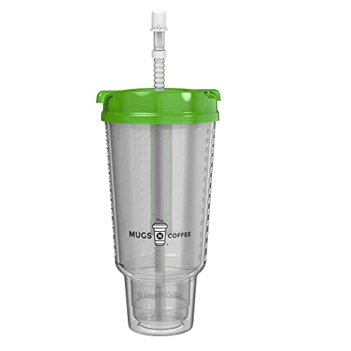 32 oz Double Walled Hospital Mug with Straw - Car Mug Fits in Most Cup Holders | Travel Mug (Green Apple)