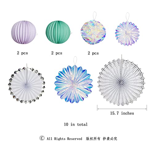 Iridescent Party Decorations Holographic Hanging Honeycomb Ball Fan Pompom Decor for Wedding Baby Shower Anniversary Bridal Shower Bachelorette Birthday Party Supplies