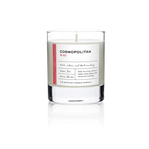 Wixology Cocktail Inspired Soy Candle - Reusable Rocks Glass - Made in Kentucky - 7 oz (Cosmopolitan)