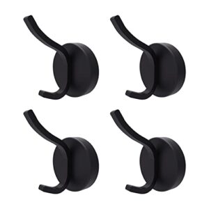 wuiviut matt black towel hooks wall hooks heavy duty, wall mounted hook holder for bathroom kitchen pool hotel, sus 304 stainless steel sticky hooks for hanging coat towels robe key bag, 4 pack