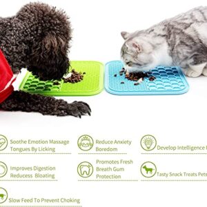 Ulmpp Dog Lick Mat with Suction Cups Dog Slow Feeders Dog Licking Mat Pet Mat Anxiety Relief Dog Cat Lick Training Licking Mat for Food, Yogurt, Peanut Butter Set of 2(Blue & Green)…