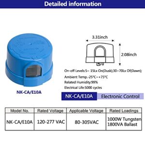 YXQ Photocell Sensor, NK-CA/E10A Auto On Off Photocell Switch, Twist Lock Photocell for LED Barn Light, Area Light, Street Light, Parking Lot Lights Dusk to Dawn Light Sensor, Blue