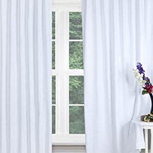 HOMIDATE Farmhouse Cotton Curtains 50"x84" – White in Khadi Textured with Tab top Style - Ideal for Window, Bathroom, and Living Room Décor