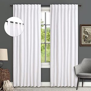 HOMIDATE Farmhouse Cotton Curtains 50"x84" – White in Khadi Textured with Tab top Style - Ideal for Window, Bathroom, and Living Room Décor