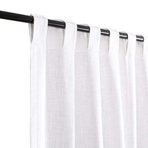 HOMIDATE Farmhouse Cotton Curtains 50"x84" – White in Khadi Textured with Tab top Style - Ideal for Window, Bathroom, and Living Room Décor