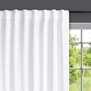 HOMIDATE Farmhouse Cotton Curtains 50"x84" – White in Khadi Textured with Tab top Style - Ideal for Window, Bathroom, and Living Room Décor